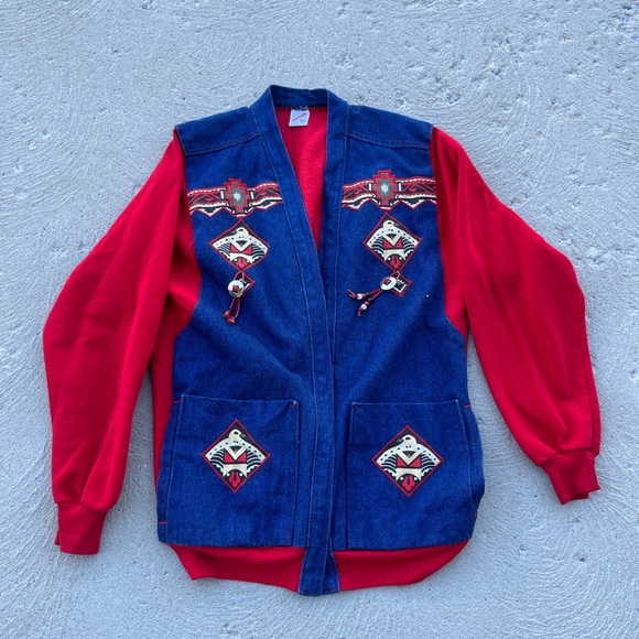 Jackets & Coats | Vintage Made In Usa Aztec Jean Jacket | Poshmark